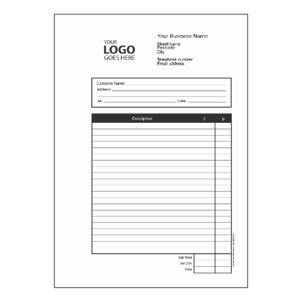 Invoice Books | Customisable - Add your logo and address